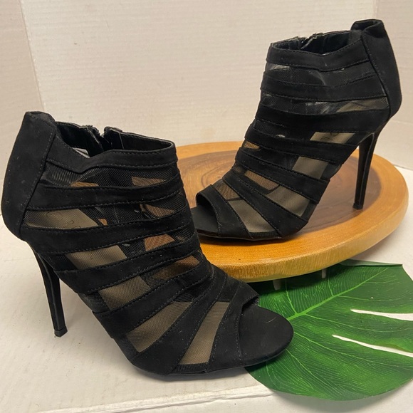 Rouge! | Shoes | Rouge Peep Toe Sheer Stenciled Booties | Poshmark